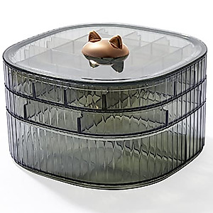 Sunkaioo Acrylic Jewelry Organizer,Stackable 3-Layers Clear Jewelry Box with Lid,Jewelry Boxes for Women Girls,Earring Organizer Display Holder for Earrings Ring Studs Bracelet Necklace Crafts(Green)