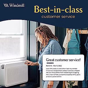 Windmill Smart Inverter Air Conditioner with Whisper Tech, Easy to Install, Ultra Quiet Window Air Conditioner, 35% More Efficient, Auto-Dimming LED Display, App and Voice-Enabled, 8,000 BTU