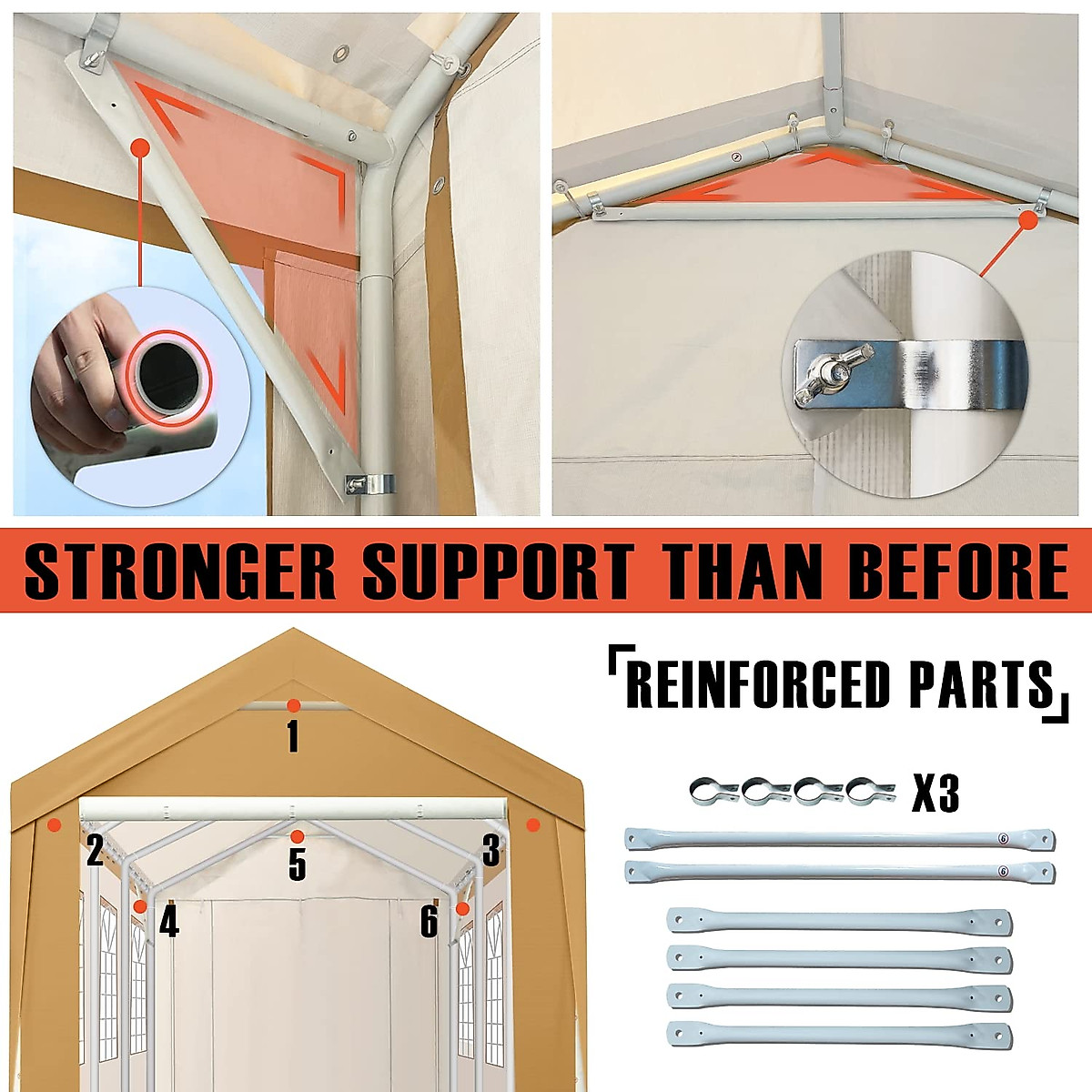 10'x20' Deluxe Metal Carport Garage Car Canopy, Height Adjustable Heavy Duty Car Shelter with Folding Windows, Portable Garage