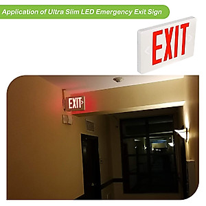 hykolity LED EXIT Sign with Double Face and Battery Backup, Red Letter LED Emergency Exit Lights, 120-227V, for Home & Business- 2pack