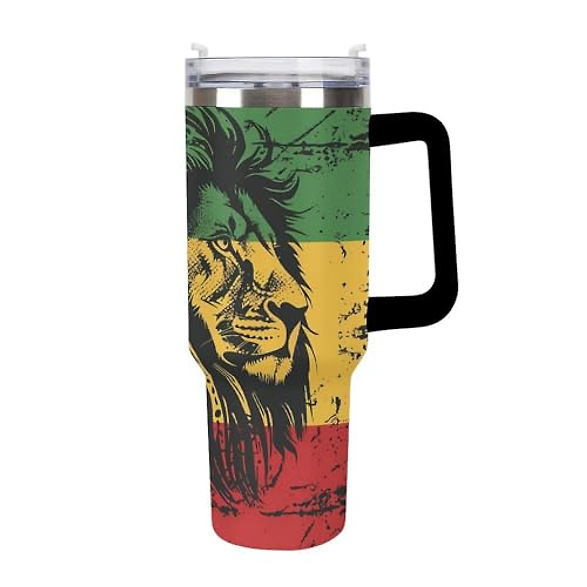 Lion Reggae Jamaica 40OZ Tumbler Stainless Steel Travel Mug Water Bottle Car Cup Tea Cups with Lid Black-style