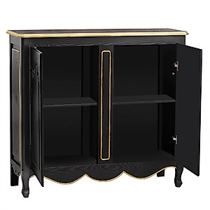 yoptote 2 Doors, Sideboard w/Enough Save Spaces,Pure Hand Drawn,Solid Wood Legs,Study and Entryway,Black Storage Cabinet