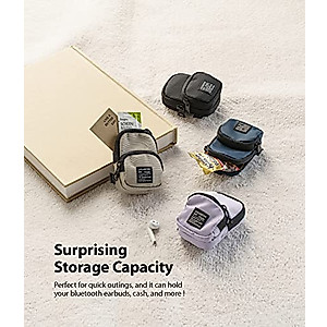 Ringke Mini Pouch [Two Pocket] Nylon Carrying Pouch Small Bag for AirPods, Galaxy Buds, Earphones, Cards, ID - Black