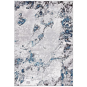 SAFAVIEH Amelia Collection 10' x 14' Grey/Blue ALA232G Modern Abstract Non-Shedding Living Room Dining Bedroom Area Rug