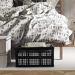 Saedy Black Stacking Milk Crates, 34-Quart Collapsible Container Bins, 2 Packs