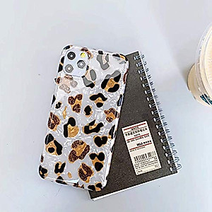 J.west for iPhone 11 Case 6.1 inch, Luxury Sparkle Bling Translucent White Leopard Print Soft Silicone TPU Phone Case Slim Fit Fashion Cheetah Pattern Design Protective Case for Girls Women