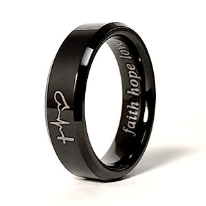 Faith Hope Love Christian Women's Promise Wedding Friendship Ring Titanium Ladies Size 6.5