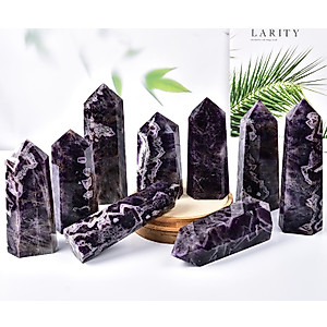 MOGEMT Large Dream Amethyst Healing Crystal Wand Point Obelisk Tower 6 Faceted Reiki Chakra Meditation Therapy 1.5-2.0 LBS
