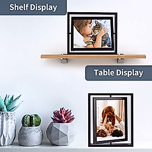 EXYGLO 2 Pack 8x10 Rustic Rotating Floating Picture Frames, Photo Frames for Vertical or Horizontal Tabletop Display, Black