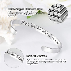 CERSLIMO Teacher Thank You Gifts for Women Bracelets- Teach Love Inspire Cuff Bangle Graduation Appreciation Back to School End of Year Christmas Gifts, Retirement Gifts for Teacher