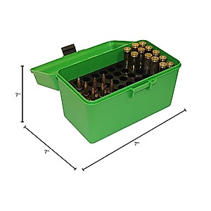 MTM H50-R-MAG Deluxe 50-Round Rifle Ammo Box 300 Win Mag 30-30 375 H&H 7mm Rem Mag, Green