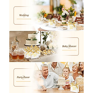 EQOREIIN Small Gift Bags, 70 Pack 4.5x1.8x3.9 Inches Mini Thank You Bags White Kraft Paper Gift Bag with Bow Ribbon, Small Candy Bags Gift Bag Bulk for Birthday Wedding Baby Shower (White)