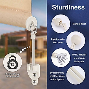 IVYSUN Sun Shade Replacement Parts Shade Tie Downs and End Cap with Ring Kit,Weather Resistance,Compatible with Coolaroo Exterior Roller Shade,Outdoor Blinds(Sand,2 Set)