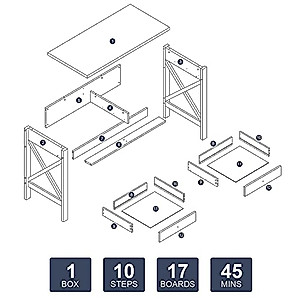 ChooChoo Computer Desk Study for Home Office, Modern Simple 40 Inches White Desk with Drawers, Makeup Vanity Console Table