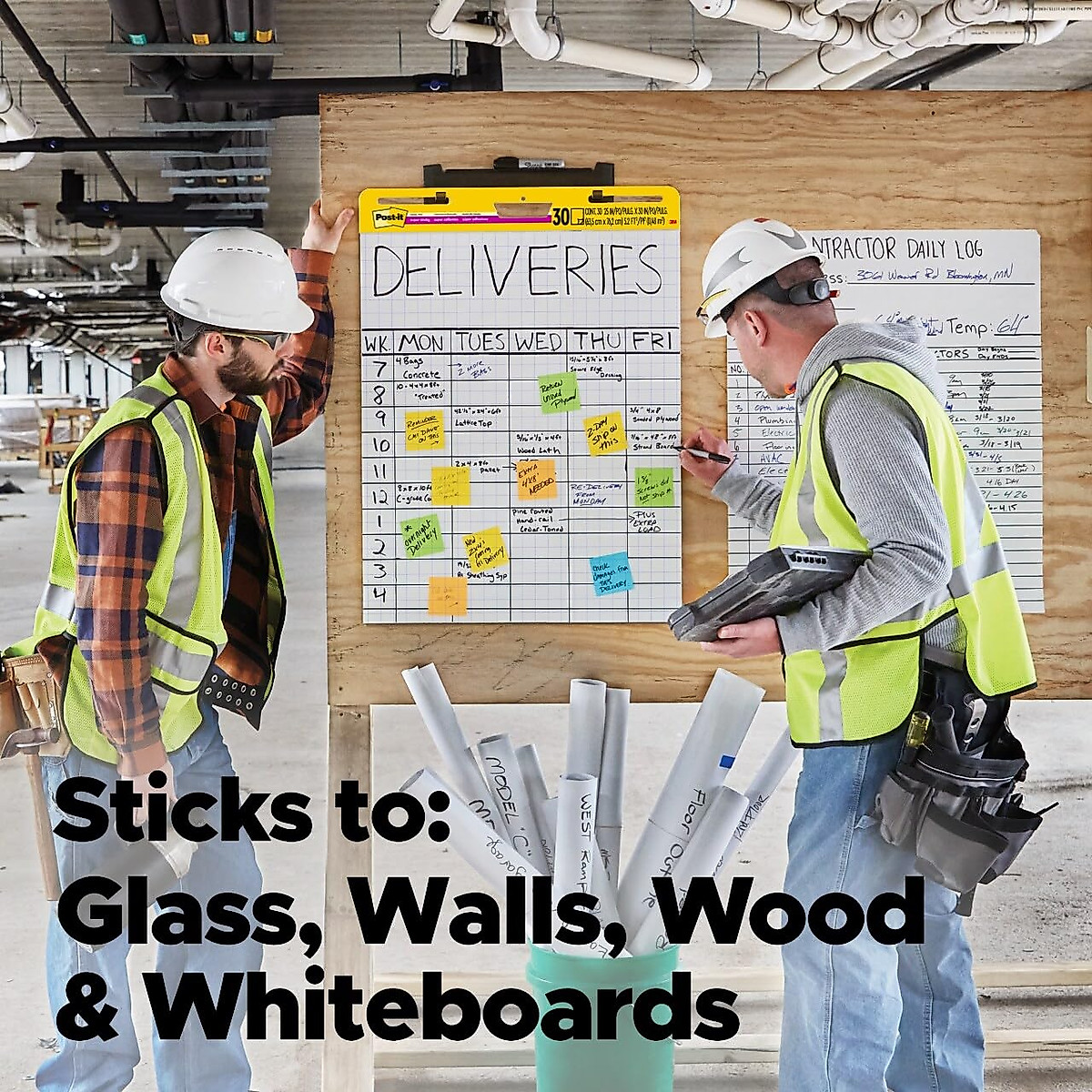 Post-it Super Sticky Easel Pad, 25 x 30 Inches, 30 Sheets/Pad, 2 Pads (560), Large White Grid Premium Self Stick Flip Chart Paper, Super Sticking Power