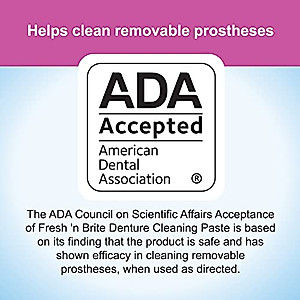 Fresh 'n Brite Denture Cleaning Paste For Dentures, Removable Partial Dentures, Retainers, Mouthguards, Nightguards, Fast Stain Removal, pack of 3, 3.8 oz Tubes