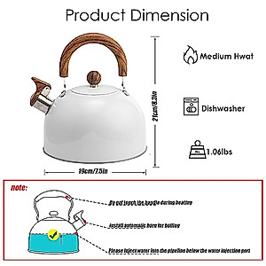 2.5L Whistling Tea Kettle for Stovetop,for Induction | Gas | Electric | Halogen | Radiant, Wooden Handle, Vintage▂19 * 21CM/7.5"*8.3"