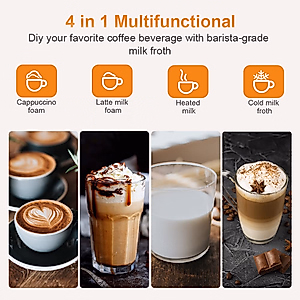 GAOCO Milk Frother, 4 in 1 Multifunction Electric Milk Steamer Soft Foam Maker with Two Whisks for Frothing and Heating Milk & Silent Operation for Coffee, Latte, Macchiato