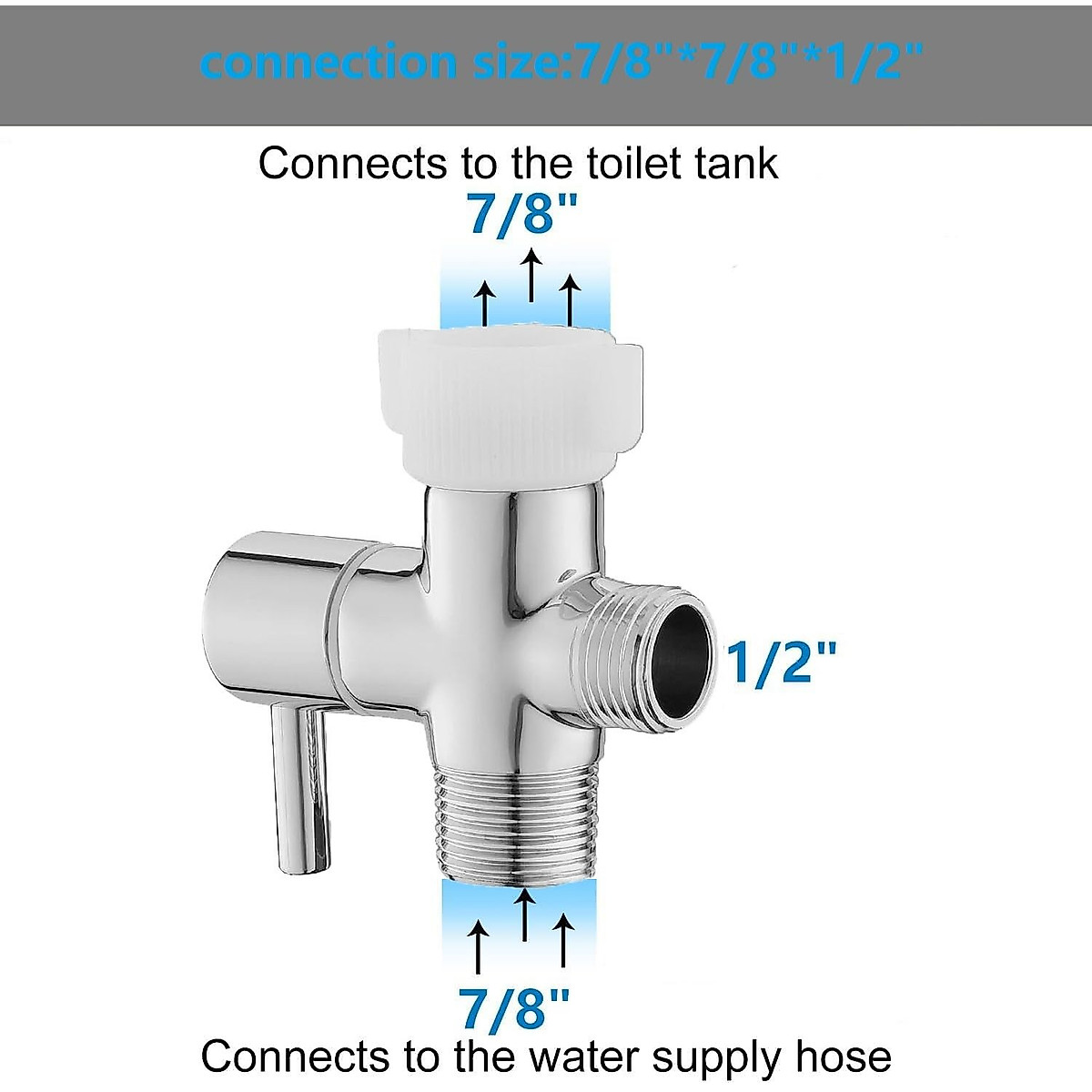 Fat-Cattie Brass Bidet T Adapter with Shut-Off Valve,3 Way 7/8" x 7/8" x G1/2（20mm）,Metal T Valve for Bidet(Bidet T-Valve Adapter)