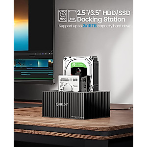 ORICO Dual Hard Drive Docking Station USB 3.2 Gen 1 External Aluminum Hard Drive Docl with Offline Clone for 2.5/ 3.5 inch SSD HDD Up to 18TB-9628C3-C