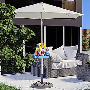 Keten 16" Beach Umbrella Table Tray with 4 Cup Holders, 4 Snack Compartments, 4 Sunglasses Holes, 4 Phone Slots, Umbrella Table for Beach, Patio, Garden, Swimming Pool