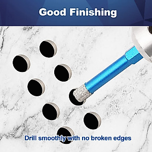 Dry Diamond Drill Bit Set,BRSCHNITT 2pcs 1/4 Inch (6mm) Diamond Hole Saw Core Drill Bit for Porcelain Tile Ceramic Stone Granite Marble,Hex Shank Dry Drilling Diamond Core Drill Bit Kit