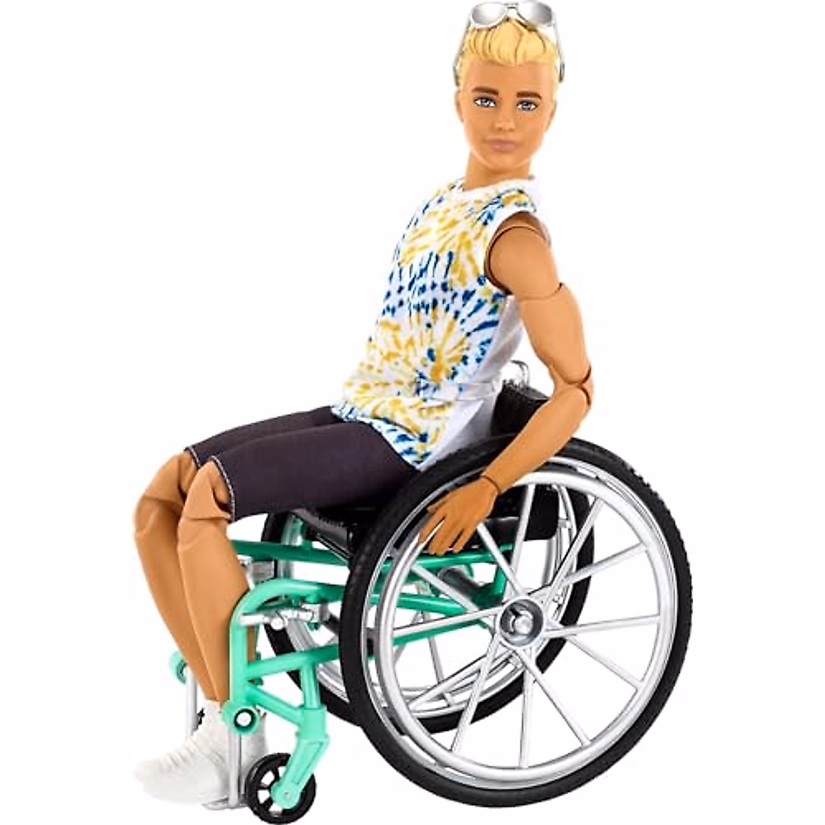 Barbie Ken Fashionistas Doll #167 with Wheelchair and Ramp Wearing Tie-Dye Shirt, Black Shorts and Accessories (Amazon Exclusive)