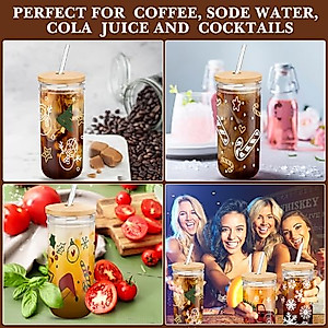 Tioncy 8 Sets Christmas Cups 24 oz Christmas Mason Jars with Lid and Straw Christmas Tumbler Drinking Glasses Coffee Cups Glassware Water Bottles Xmas Gift for Women Kids Men(Stylish)