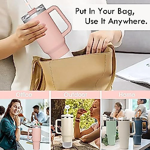 BonneChance Stanley Cup Accessories Set Including 6 Pcs Silicone Spill Proof Stopper, 2 Pcs Straw Cover Cap for 9-10 mm Straws, 1 Pcs Silicone Boot for Stanley Cup Stanley 40oz & 30oz Tumbler (PINK)