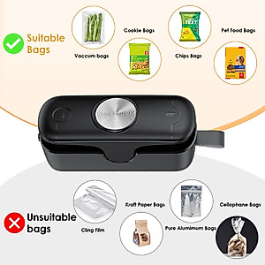 OEOP Mini Chip Bag Sealer, 2 in 1 with Cutter Handheld Plastic Heat Seal Vacuum Sealer Machine Kitchen Gadget for Mylar/Food Storage Bag
