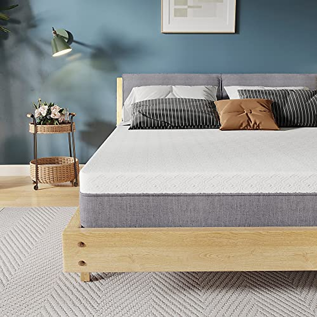 EZKozzy 3 Inch Memory Foam Mattress Topper Full Size High Density Cooling Pad Pressure Relief Bed Topper with Removable & Washable Bamboo Cover (Queen)