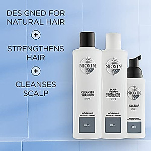 Nioxin System 2 for Natural Hair with Progressed Thinning Cleanser Shampoo and Scalp Therapy Conditioner