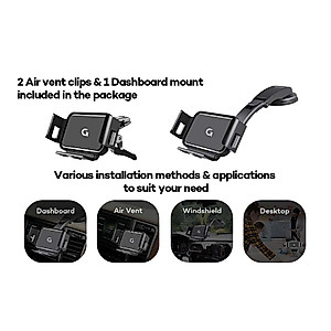 Gaze Wide H Wireless Car Charger for Galaxy Z Fold 3, Fold 4, iPhone 13 Pro Max, Landscape Smartphone Mount, 15W Qi Fast Charging, Dashboard Air Vent Mount