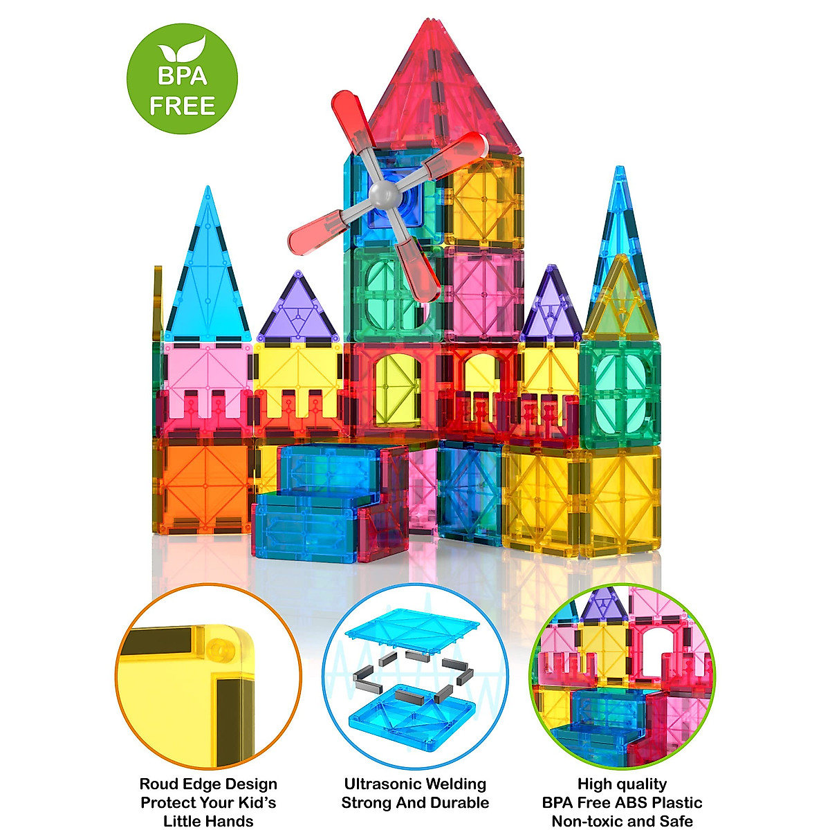 Jasonwell 100pcs Magnetic Tiles Building Blocks Set for Boys Girls Preschool Educational Magnet Construction Kit Stacking STEM Toys Christmas Birthday Gift for Kids Toddler 3 4 5 6 7 8 9 10 + Year Old