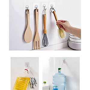 Transparent Hooks for Hanging Heavy Duty with Command Strips,Waterproof Bathroom Kitchen Heavy Duty Hooks, Best Shower Hooks for Inside Shower - 32 LBS Weight Capacity with Stainless Steel Hook