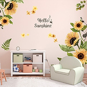 Sunflower Wall Stickers 3D Yellow Flower Wall Decals, Peel and Stick Removable Wall Art Decor, DIY Mural Wall Art Decor for Kids Room Nursery Classroom Living Room Bedroom Home Decoration
