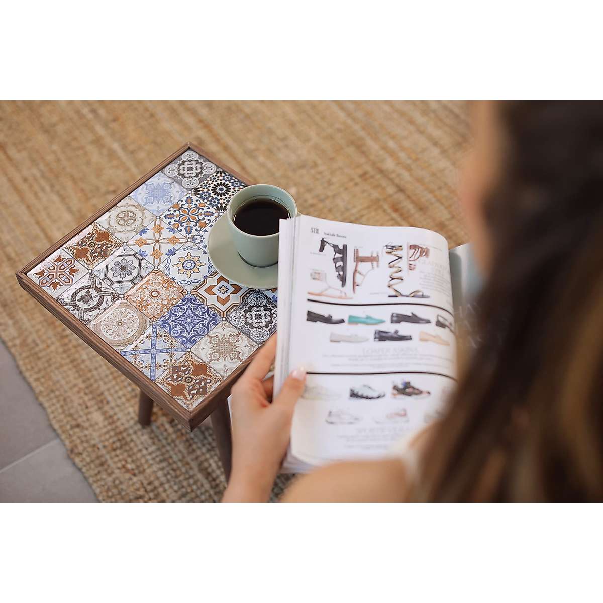 Comfyt Side Table, Coffee Table, End Table, Home Decor Table, Nightstand Nesting Table, Bedside Table, Accent Table, Home Essentials, Solid Wood Table, Mexican Tile Table, Ceramic End Table