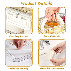 2Pcs Divided Serving Tray with Lid and Handle, Clear Snack Travel Storage Container, Multi Grid Food Storage Container for Parties, Fruits, Nuts, Candies, Travel, Picnics (8 compartments)
