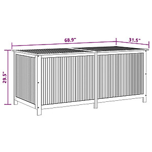 vidaXL Outdoor Storage Box, [Load Capacity Gallon] Deck Box with Gas-Lift Lid, Storage Chest with Water-Resistant Zippered Bag Inside, 68.9''x31.5''x29.5'', Solid Acacia Wood