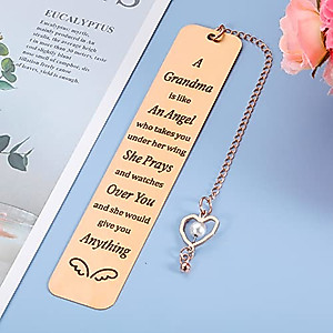 Bookmarks Gifts for Grandma from Grandson Granddaughter Grandchildren Valentine's Day Birthday Mother's Day Anniversary Christmas Stocking Stuffers Gifts for Grandmother Rose Gold Book Mark for Women