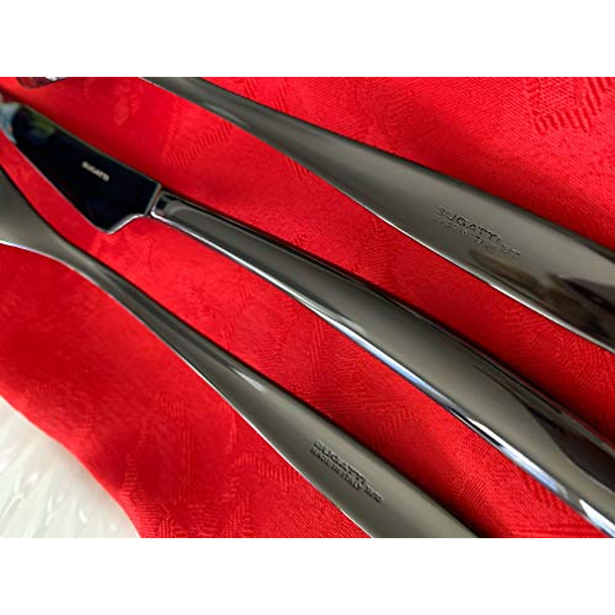 Bugatti Italy Riviera Black 5 Piece Place Setting flatware set cutlery silverware dinnerware (Black shiny)