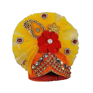 Partish Laddu Gopal Heavy Dress with Mukut l Ladoo Gopal Dress l Bal Gopal l Kanha Ji Thakur Ji Heavy Dress Size 1 2 4 5 6 (Kundan Dress, Size 2)
