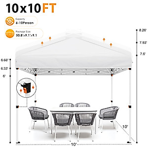 Winkalon 10x10 Pop Up Canopy, Instant Canopy Tent with Removable Sidewalls and Mesh Windows for Vendor Events, Outdoor Craft Show, Farmers Markets-White