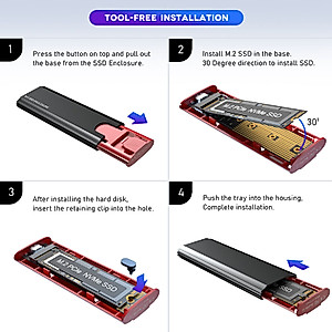 M.2 NVME SSD Enclosure, Ultrathin M.2 SSD Enclosure for 2280 SSDs Black