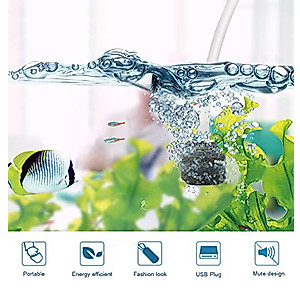 Useekoo USB Aquarium Air Pump, Ultra Durable & Quiet USB Nano Air Pump, Small Air Bubbler for Aquarium Fish Tank with Air Stone and Silicone Tube - Dark Blue