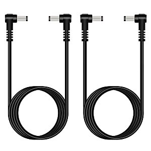 Fancasee (2 Pack 6 ft 5.5mm x 2.1mm 90 Degree Right Angle Male to Male Right Angle DC Power Adapter Cable Cord for IP Camera CCTV Surveillance Security Camera LED Strip DVR Router Invoice Printer