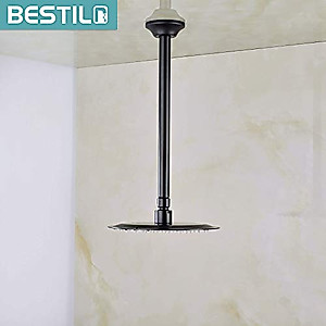 BESTILL 12 Inch Ceiling Mount Shower Arm and Flange, Matte Black
