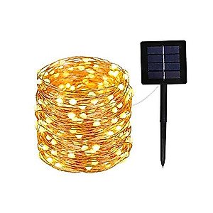Solar String Lights 36FT 100LED，Waterproof Indoor Outdoor Lighting for Garden，Copper Wire 8 Modes Fairy Lights for Home Decor Patio Garden Party (Warm White)
