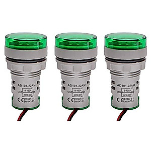 Shopcorp - Digital Led Display Indicator Ammeter, 0-100A Max AC380 Current Meter and 220V - Gauge Meter, Tester Amp Monitor - AD101-22AM Model, Circle Panel, Green (3 Pack)