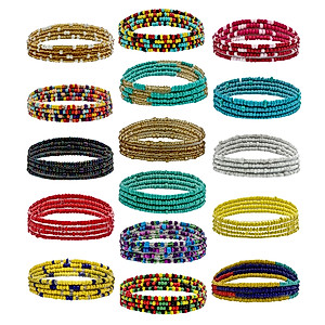 Tornito 16Pcs Belly Waist Chain Summer Jewelry Bikini Body Chain for Women African Waist Bead Set Stretchy Elastic String Multi-Color Sexy Necklace Bracelet Anklet